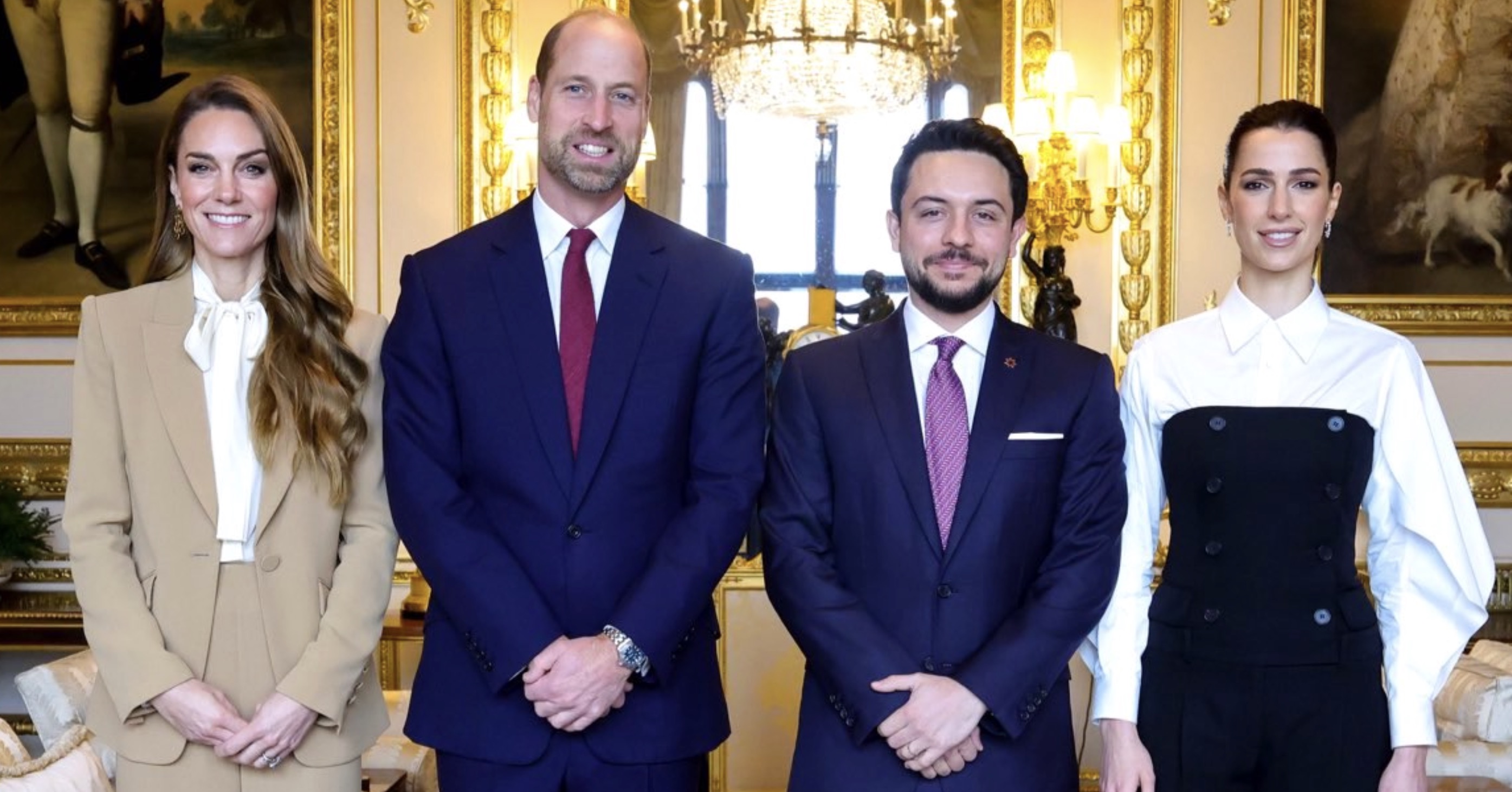 Crown Prince Hussein and Princess Rajwa of Jordan at Windsor Castle ...